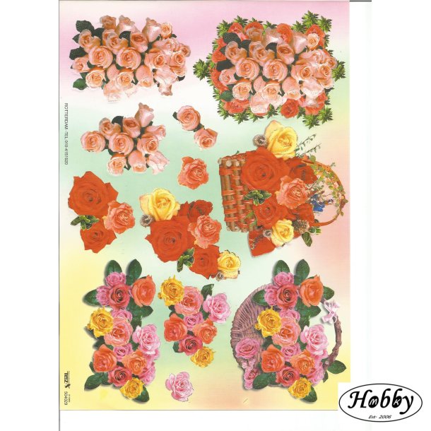 Røde og lyserøde roser - Restmarked - MK. Hobby /Hanne krogh